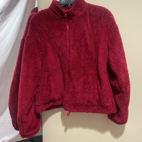 Forever 21 | Jackets & Coats | Red Fluffy Zip Up Jacket | Poshmark